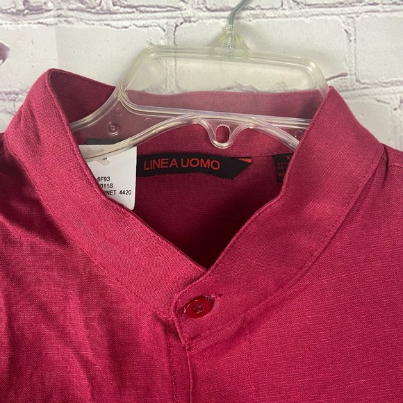 Linea Uomo | Shirts | Linea Uomo Mens Red Banded Collar Button Down ...